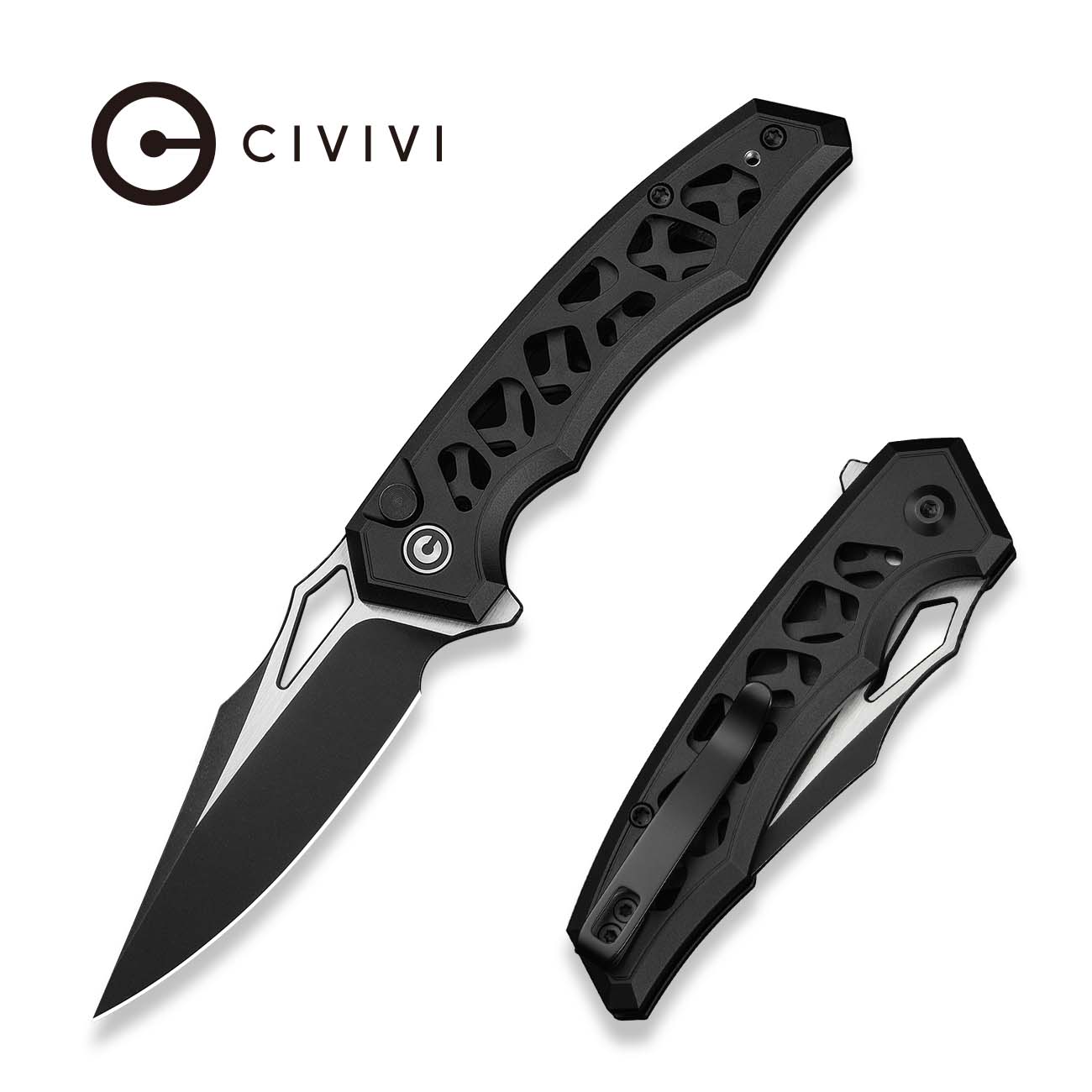 CIVIVI Anaaki Flipper & Thumb Hole & Button Lock Knife Aluminum Handle