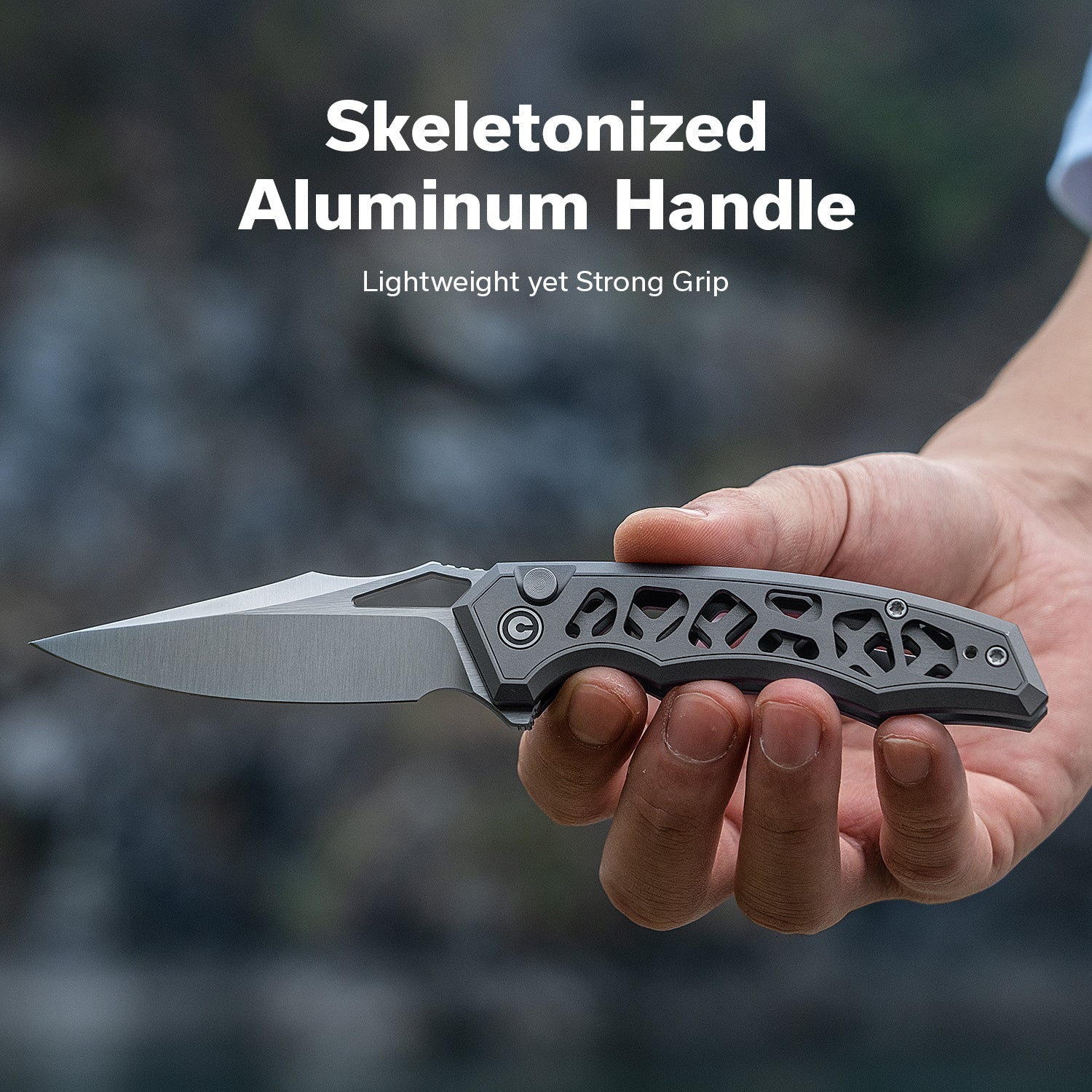 CIVIVI Anaaki Flipper & Thumb Hole & Button Lock Knife Aluminum Handle