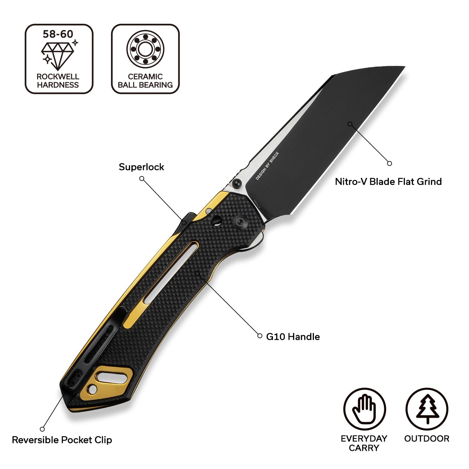 CIVIVI Buster FG Thumb Stud & Superlock Knife G10 Handle (4.2" Nitro-V