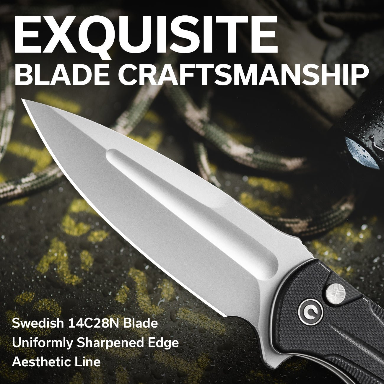 CIVIVI Incindie Flipper & Button Lock Knife G10 Handle 14C28N