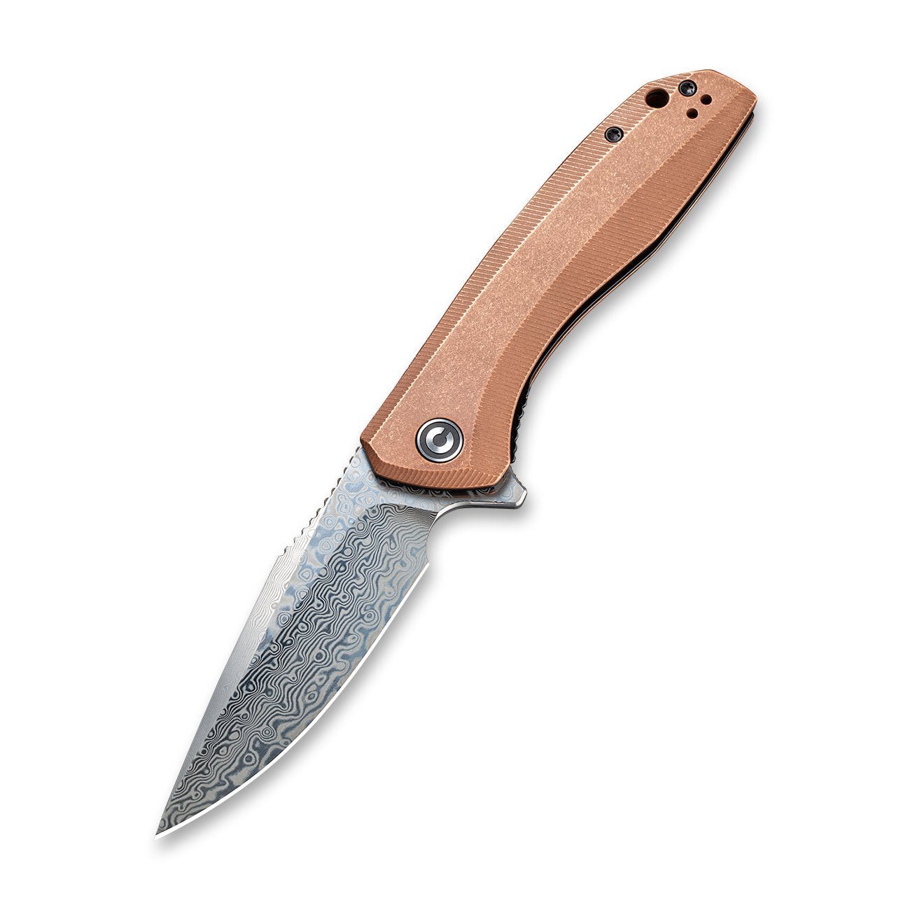 CIVIVI Baklash Flipper Knife Copper Handle Damascus Blade