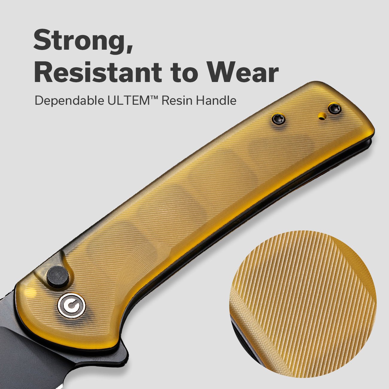 CIVIVI Conspirator Flipper & Button Lock Knife Ultem Handle Nitro-V