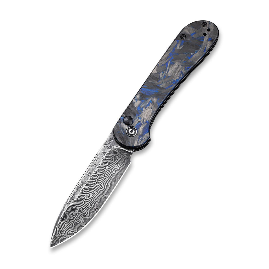 CIVIVI Button Lock Damascus Elementum Knife - Carbon Fiber