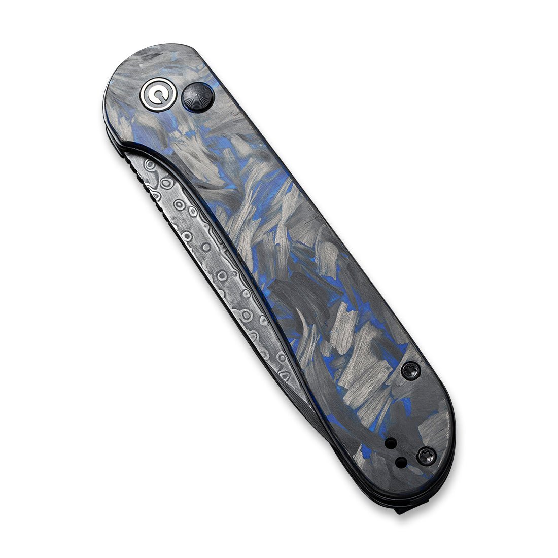 CIVIVI Button Lock Damascus Elementum Knife - Carbon Fiber