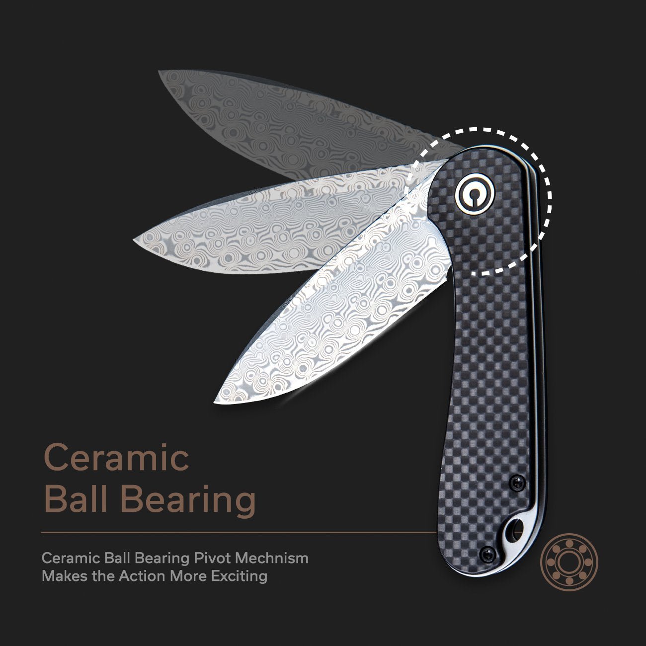 CIVIVI Elementum EDC Knife Carbon Fiber & G10 & Damascus