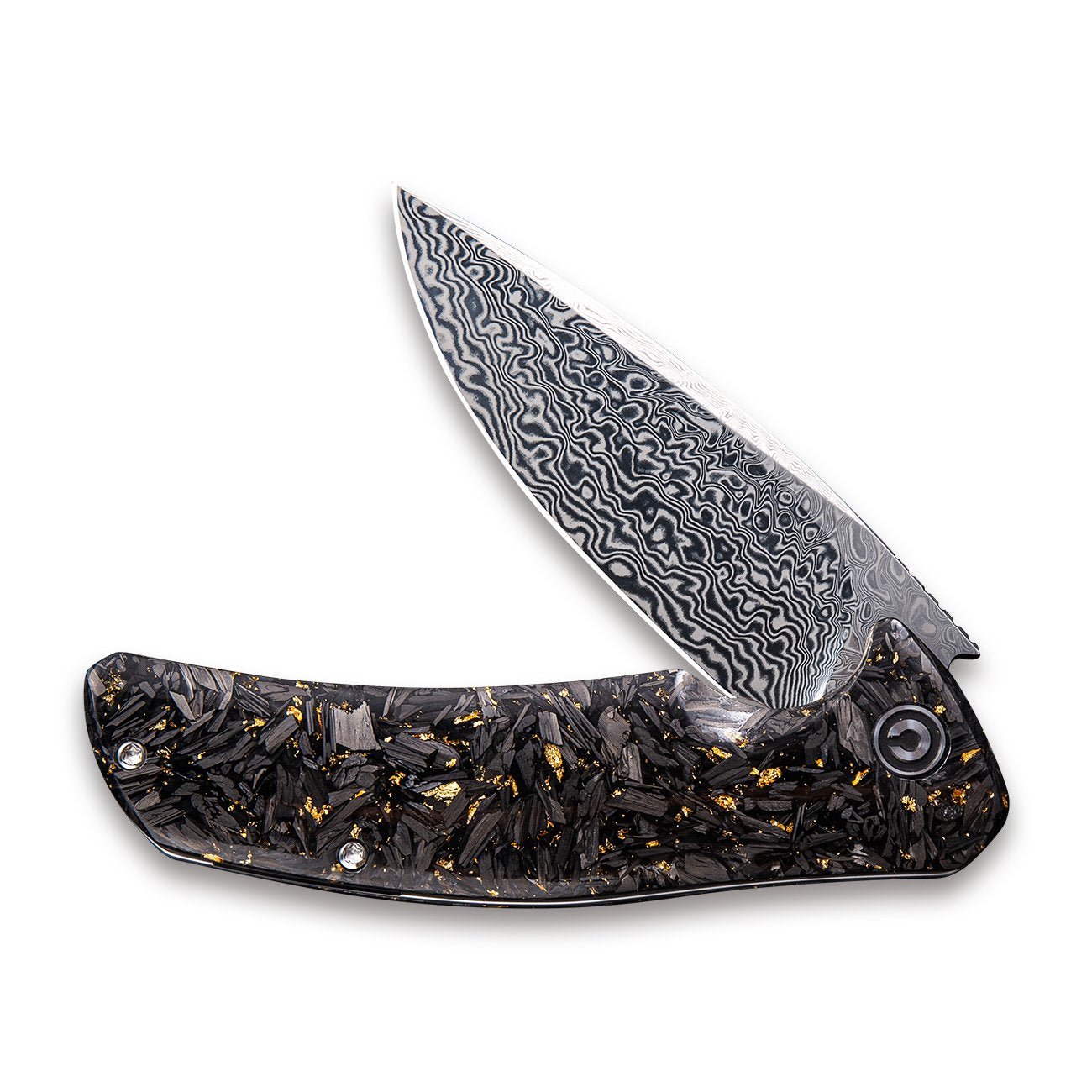 CIVIVI Incite Flipper Knife Carbon Fiber & Resin Handle Damascus