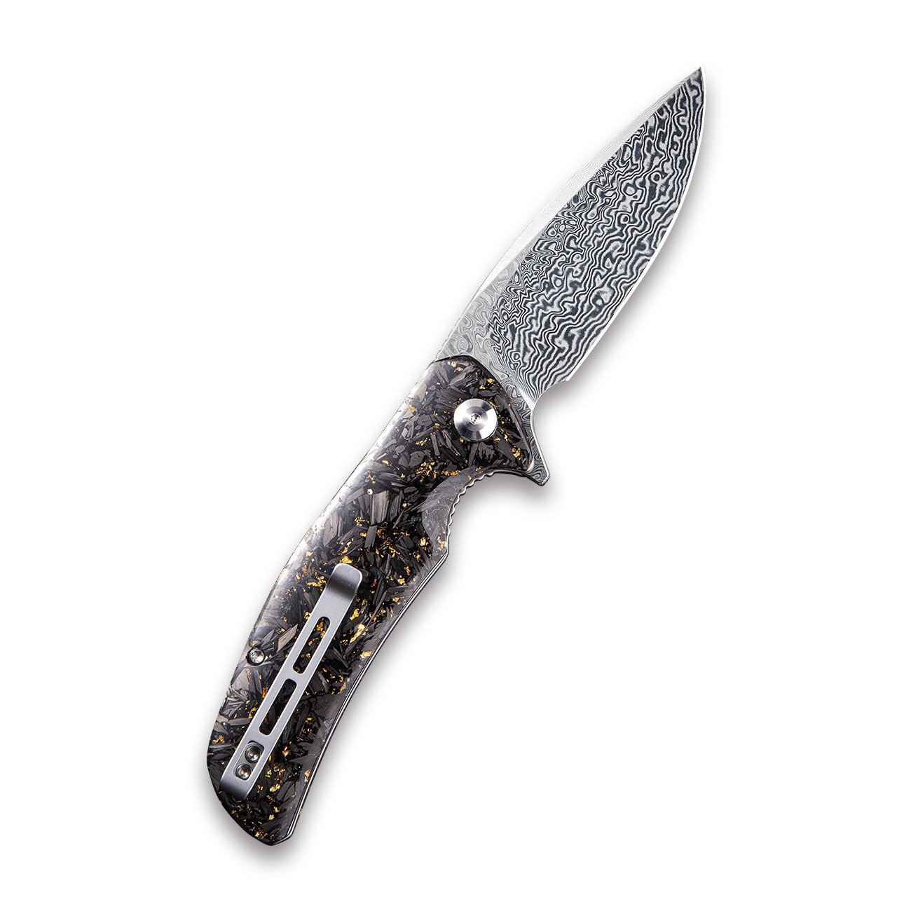 CIVIVI Incite Flipper Knife Carbon Fiber & Resin Handle Damascus