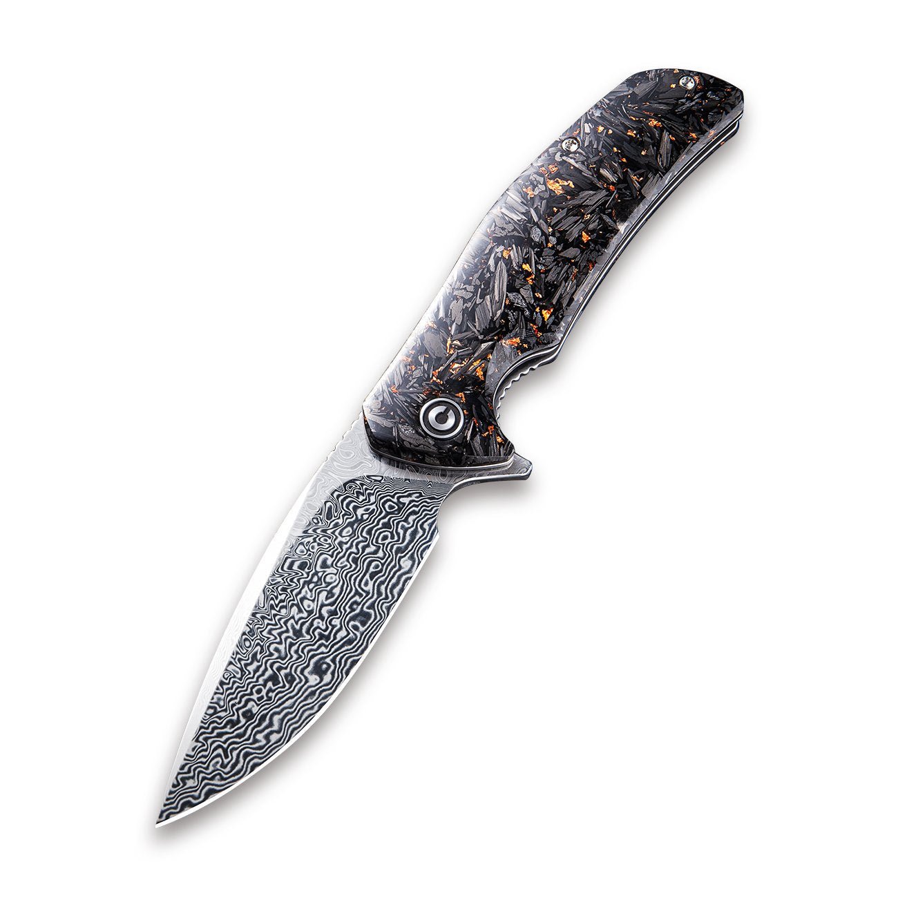 CIVIVI Incite Flipper Knife Carbon Fiber & Resin Handle Damascus