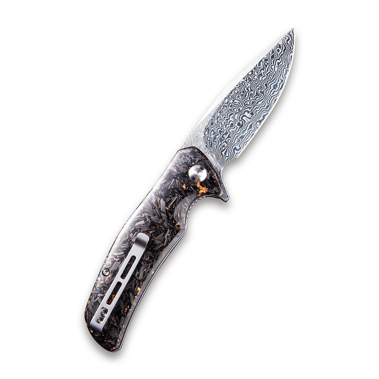 CIVIVI Incite Flipper Knife Carbon Fiber & Resin Handle Damascus