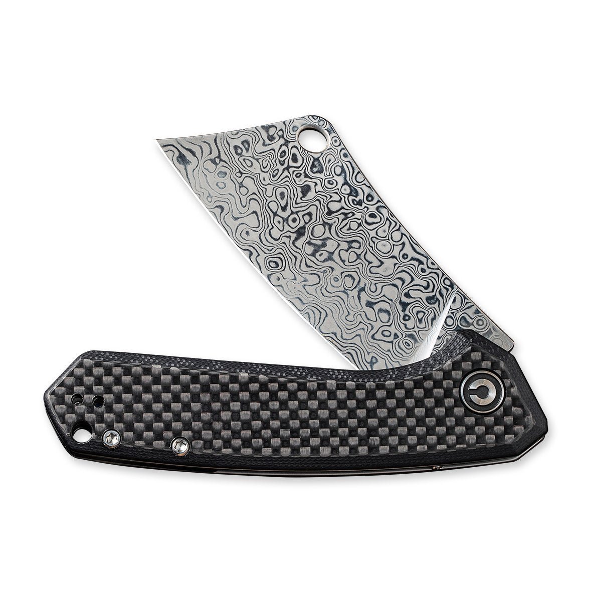 CIVIVI Mini Mastodon Flipper Knife Carbon Fiber & G10 Handle Damascus Blade