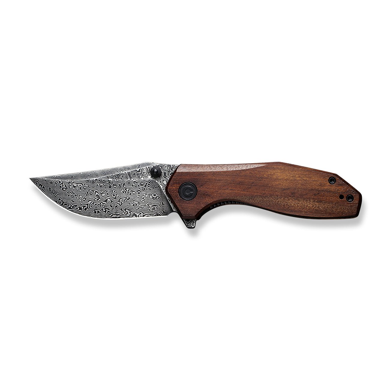 CIVIVI ODD 22 Flipper & Thumb Stud Knife - Wood Handle Damascus Blade