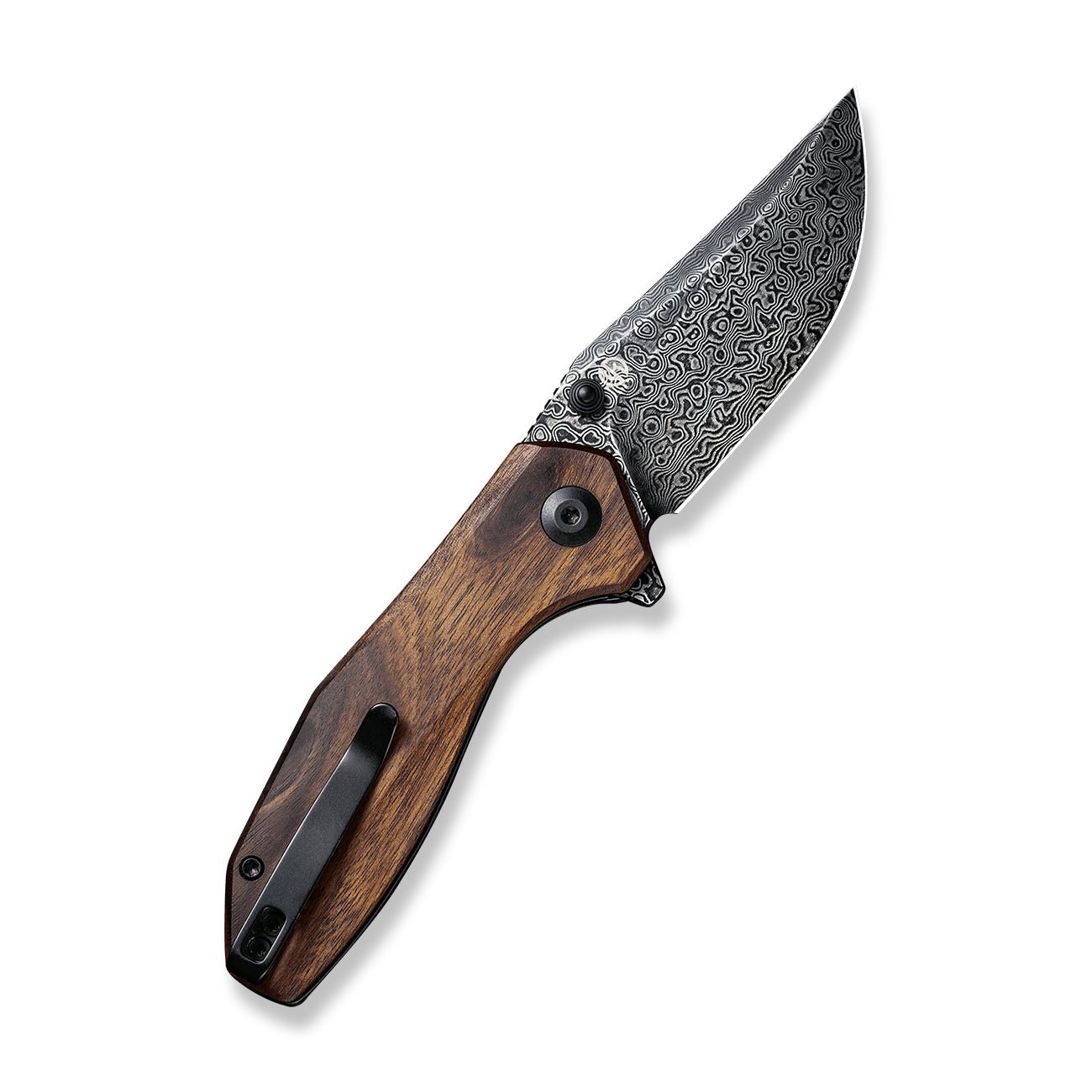 CIVIVI ODD 22 Flipper & Thumb Stud Knife - Wood Handle Damascus Blade