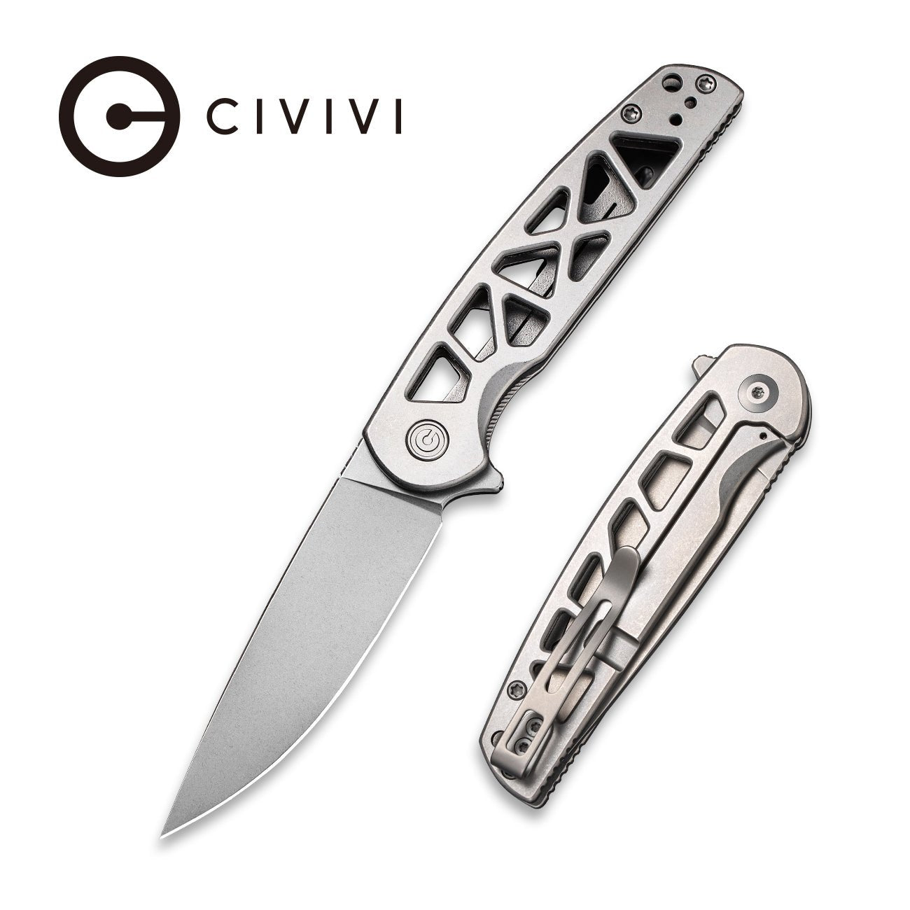 CIVIVI Perf Flipper Knife Stainless Steel Handle Nitro-V Blade