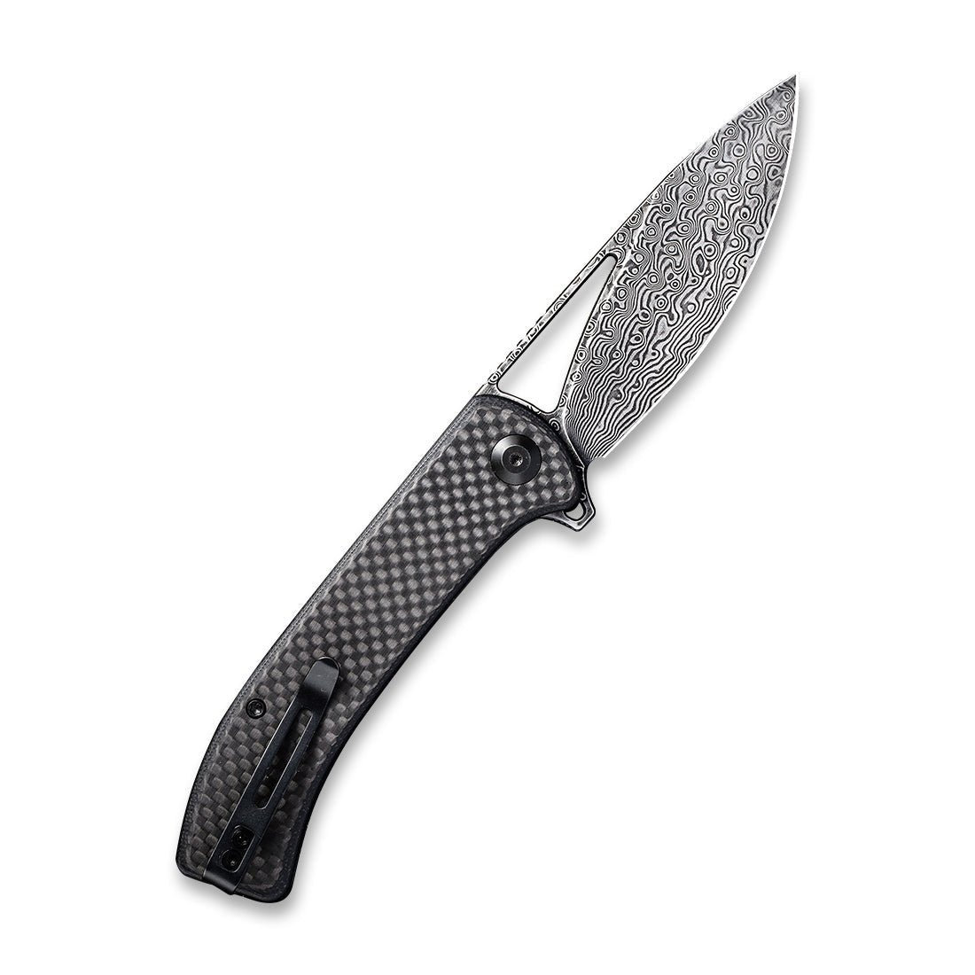 CIVIVI Riffle Flipper Knife Carbon Fiber & G10 Handle Damascus