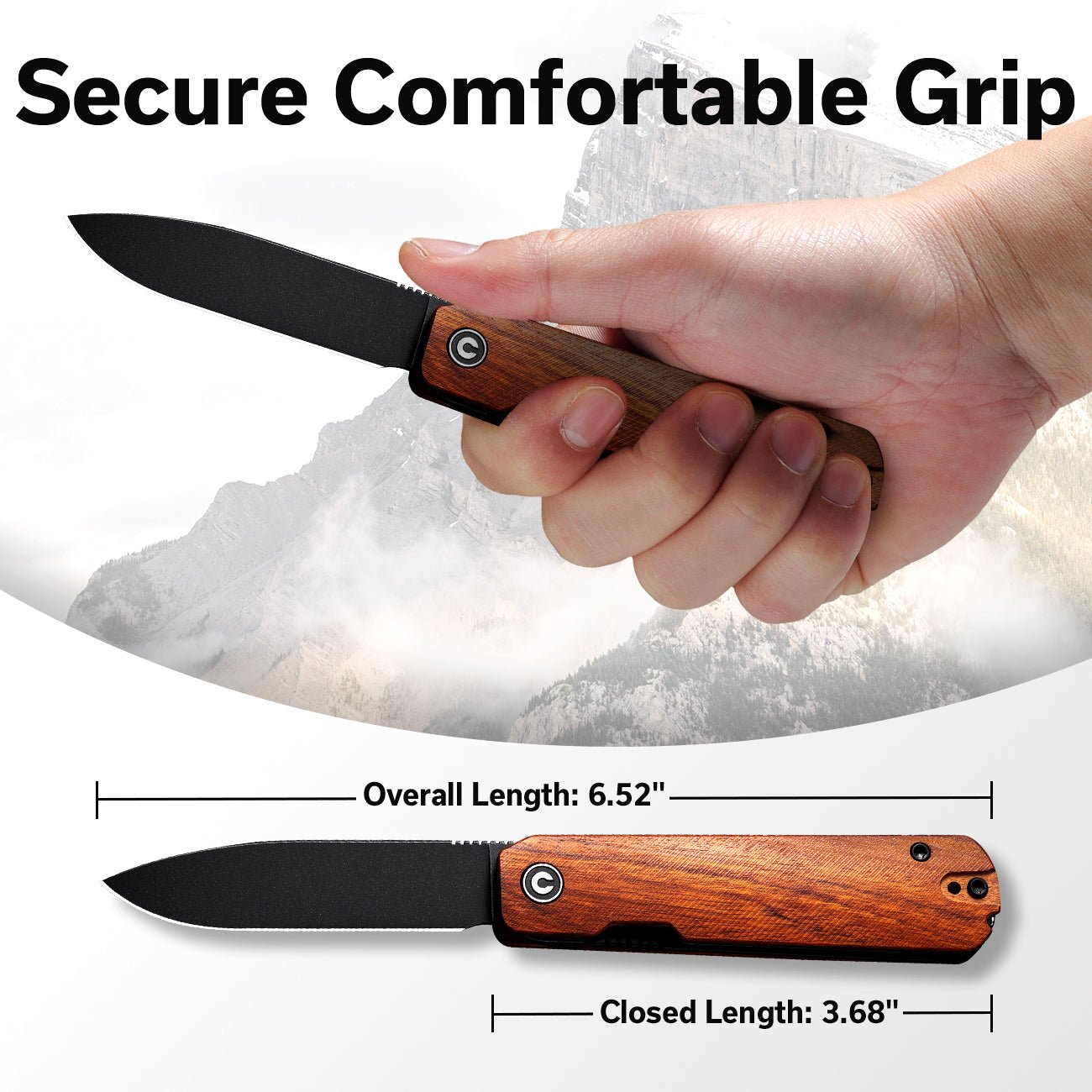 CIVIVI Sendy Flipper Knife Wood Handle Nitro-V Blade