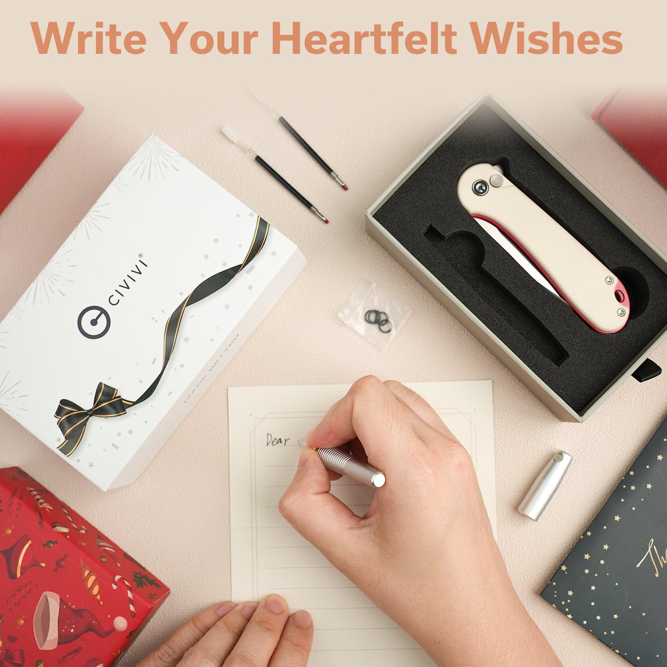 CIVIVI StellarQuill Pen & Button Lock Elementum II Knife Combo Pack