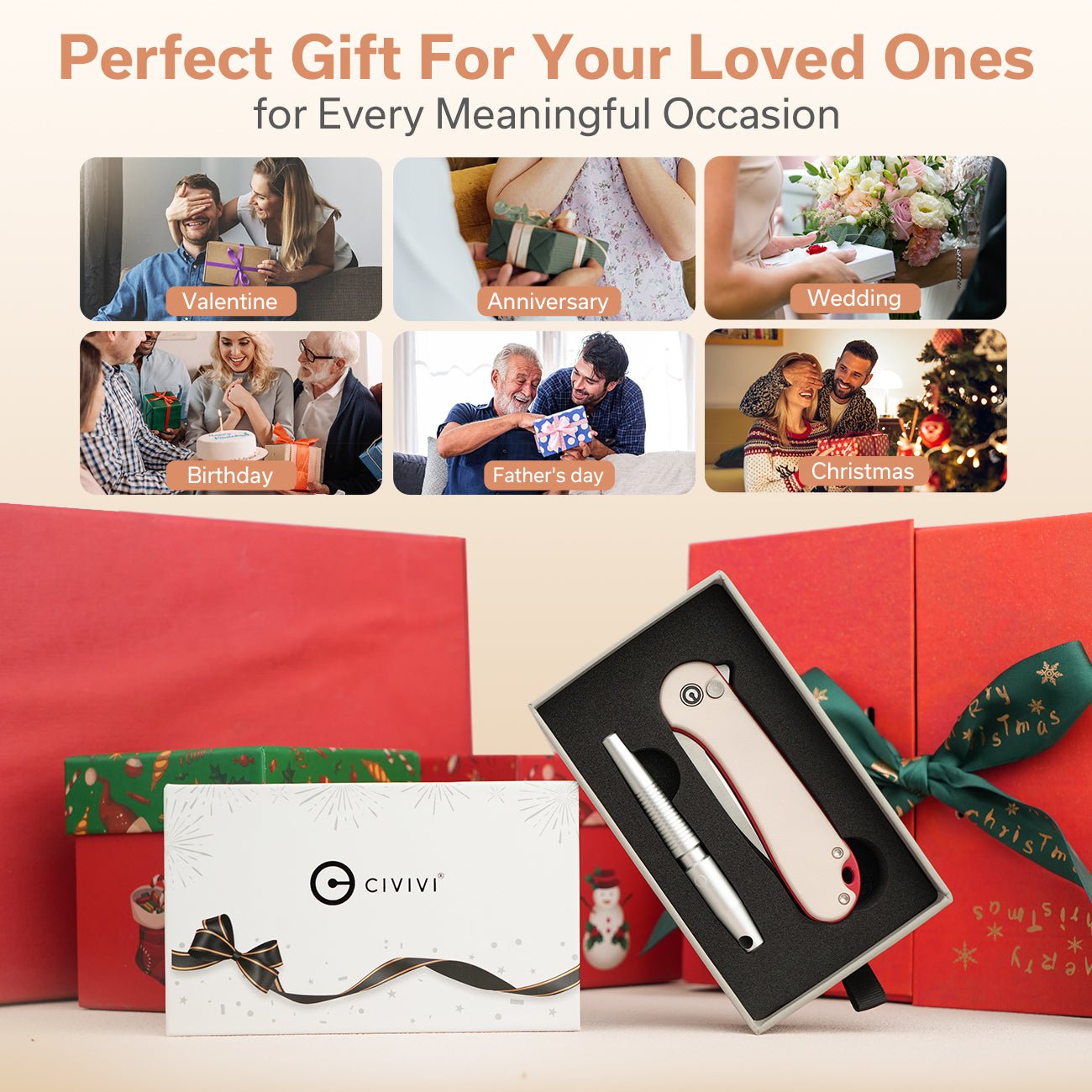 CIVIVI StellarQuill Pen & Button Lock Elementum II Knife Combo Pack